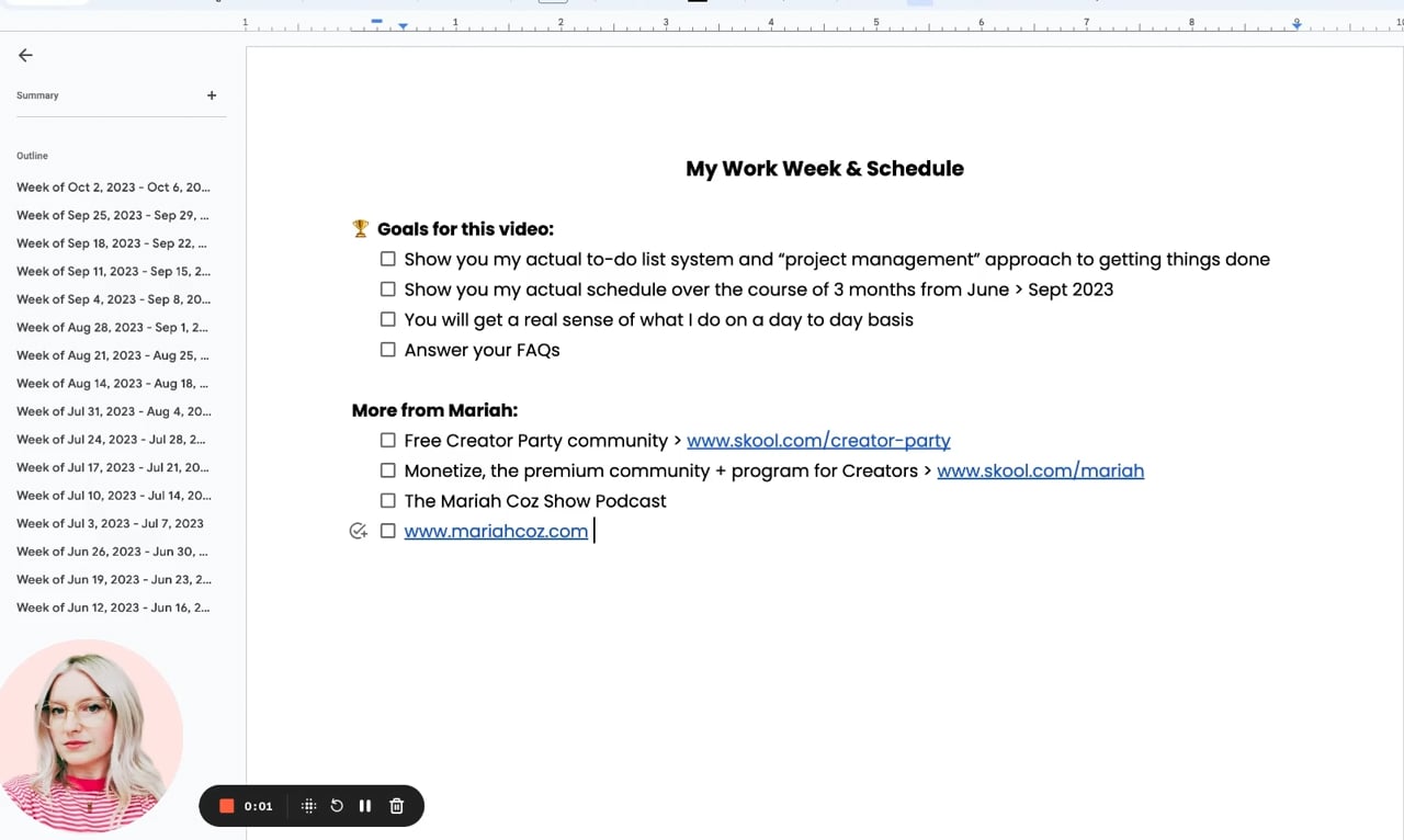 My Work Week & Schedule (Part 1) - ⭐ Start Here: Free Training Vault · Creator Party