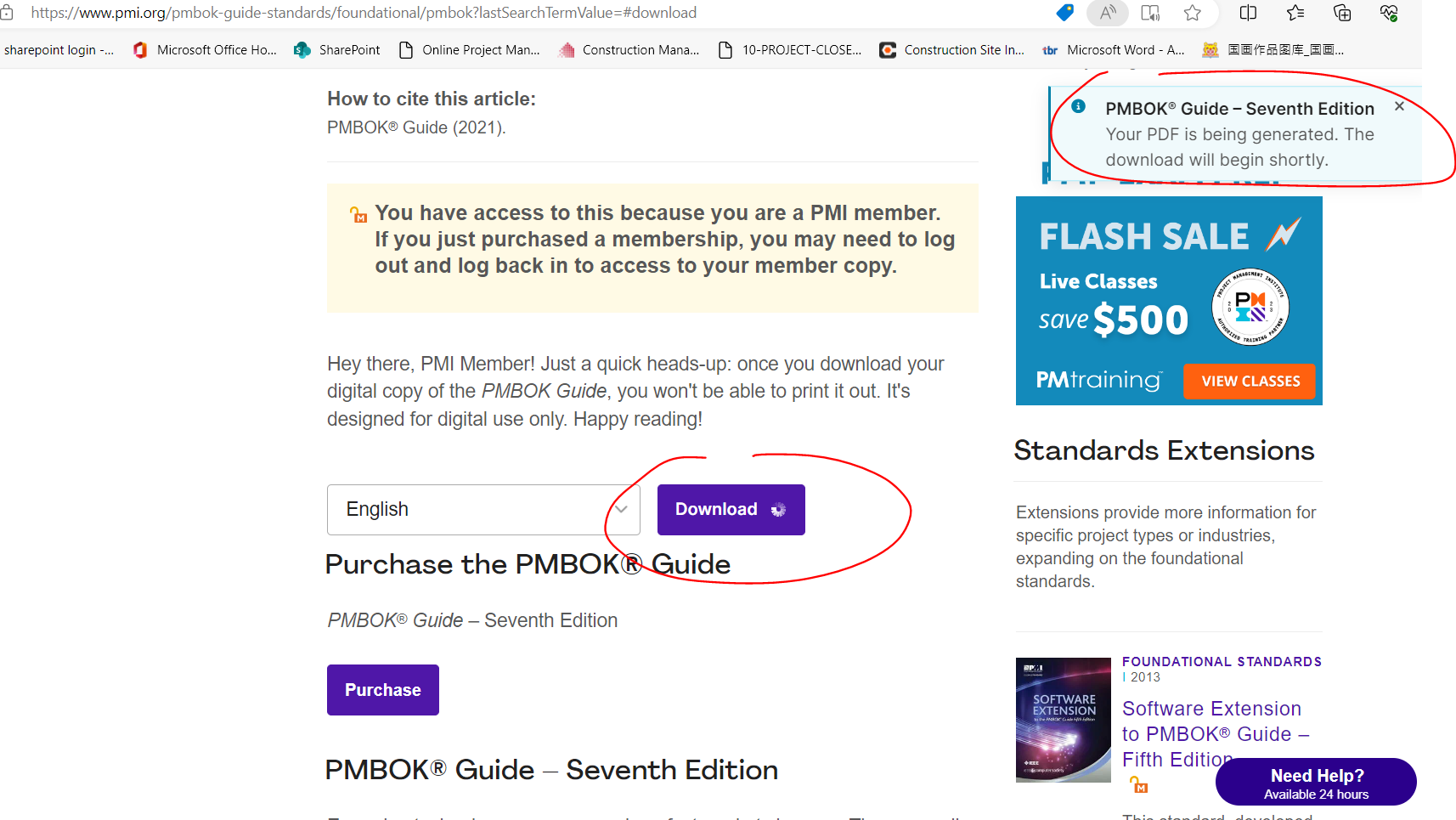 problem downloading PMBOK 7th · PMP