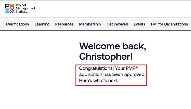 Application Approved 🙏 · PMP