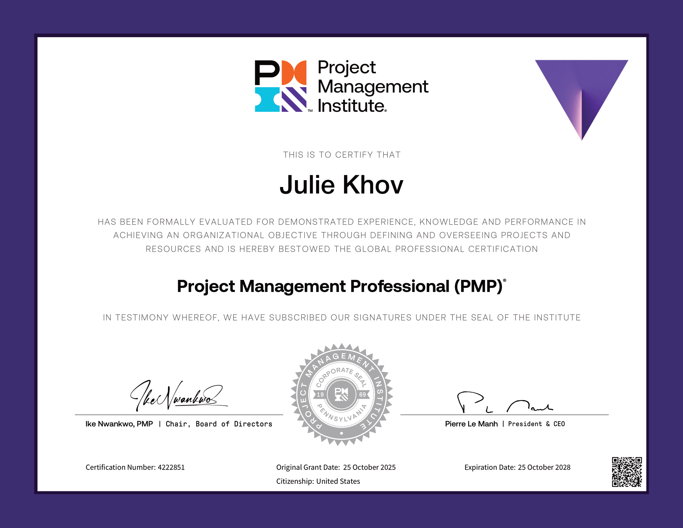 🎉 𝐈’𝐦 𝐨𝐟𝐟𝐢𝐜𝐢𝐚𝐥𝐥𝐲 𝐏𝐌𝐏 𝐂𝐞𝐫𝐭𝐢𝐟𝐢𝐞𝐝! 🎉 · PMP