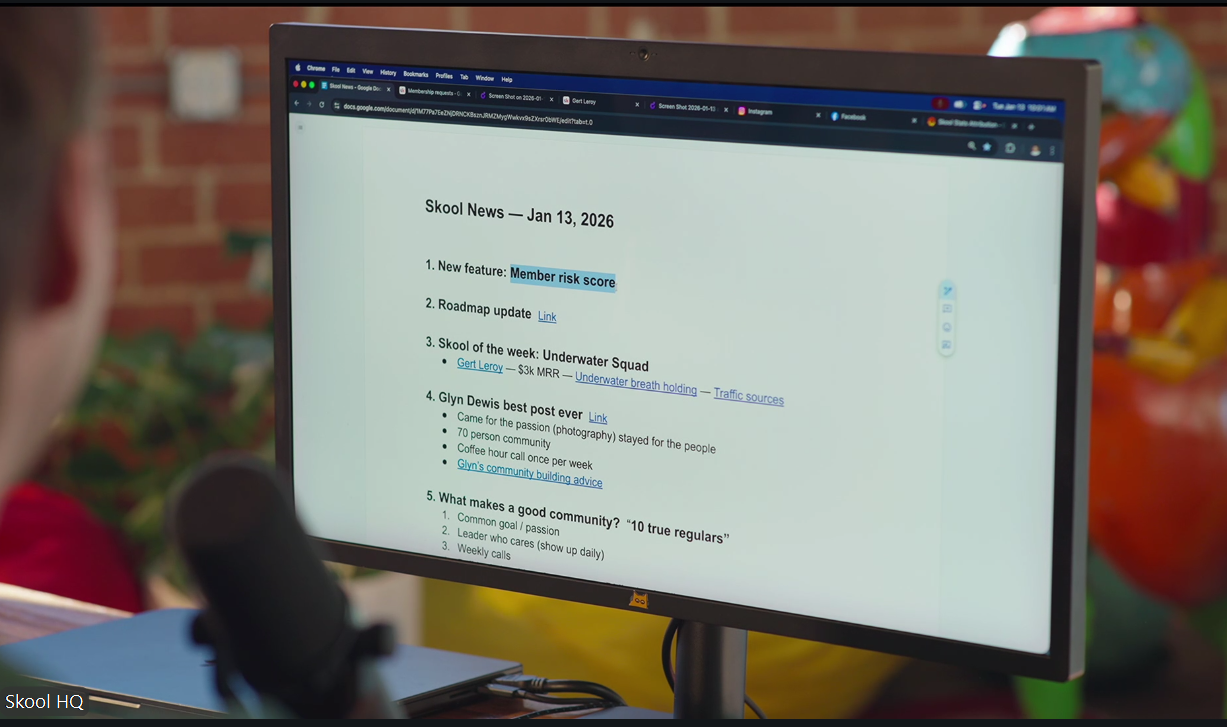 Member Risk Score and More - Skool News · WISE Skool Building Hub 🤓