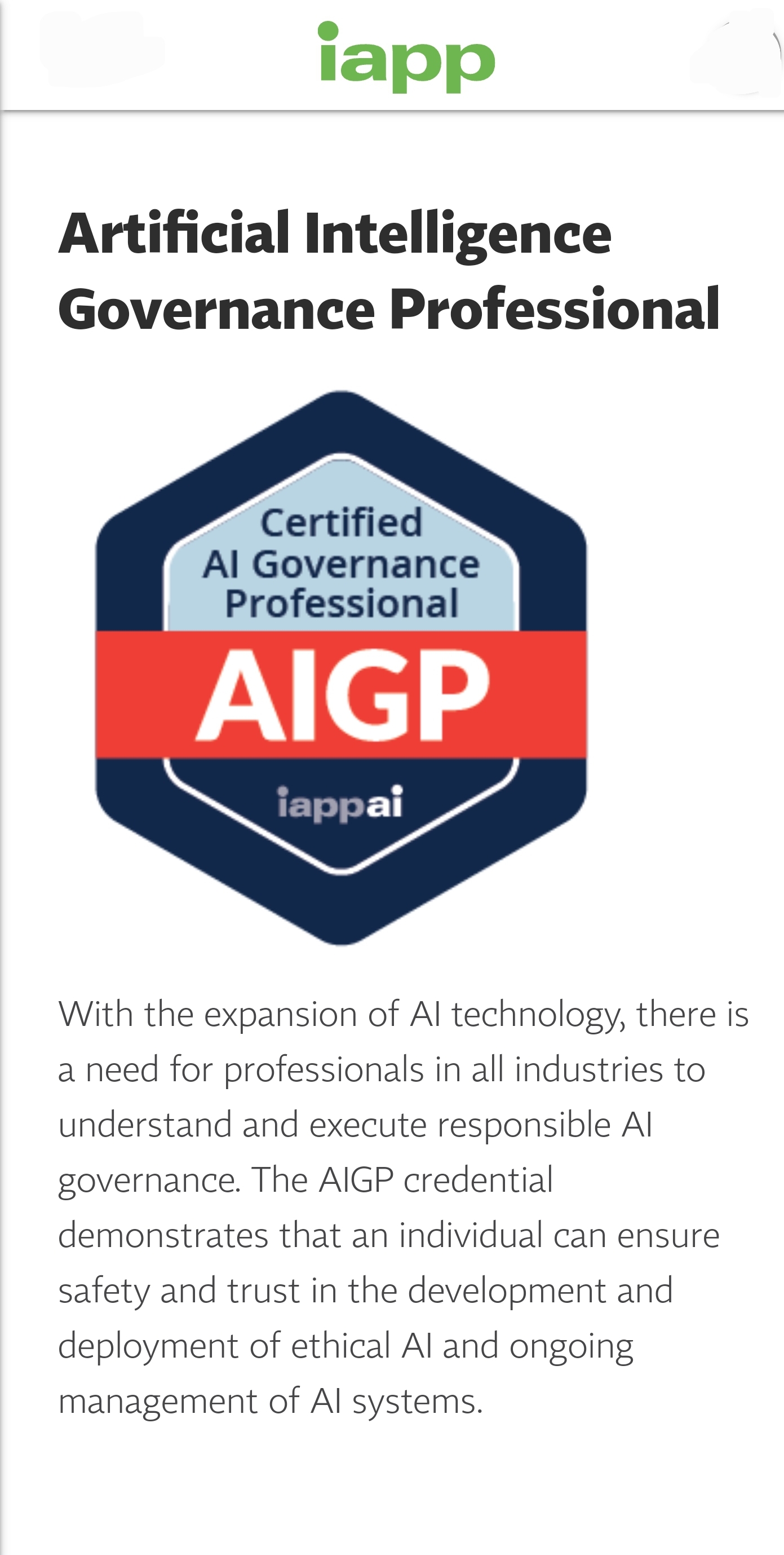 IAPP Artificial Intelligence Governance Professional (AIGP) · I ️ AI ... IAPP Artificial Intelligence Governance Professional (AIGP) · I ️ AI ...