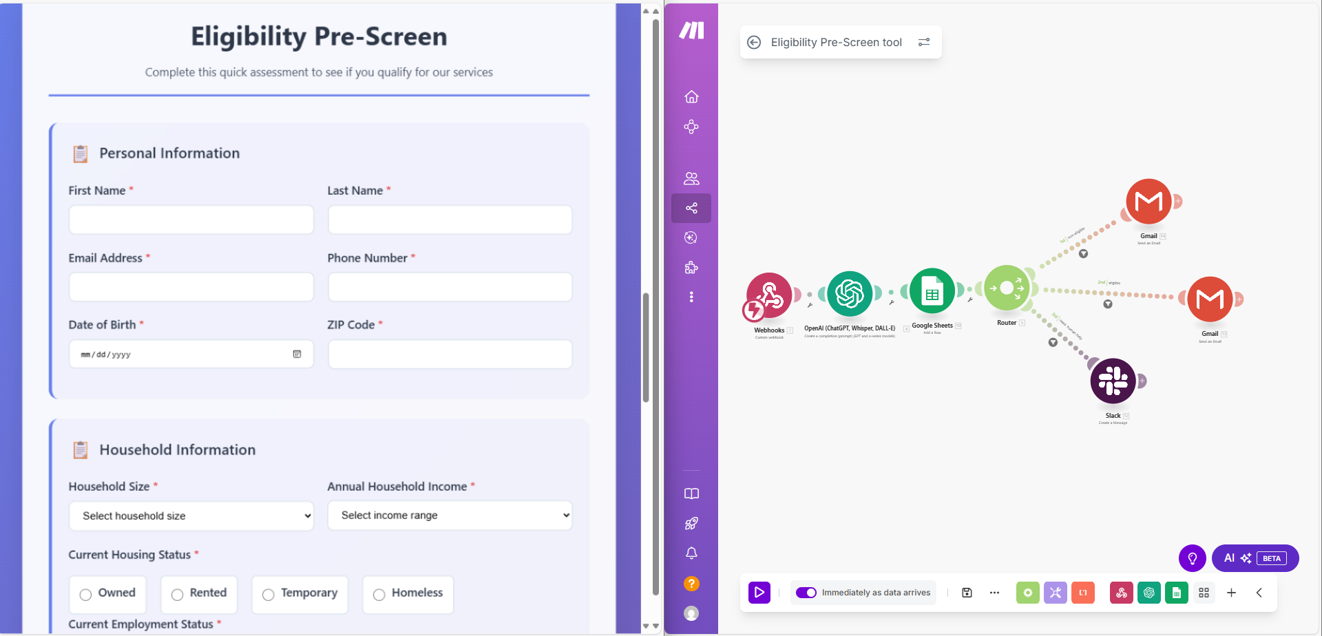 Eligibility Pre-Screen Workflow · Automate What Academy