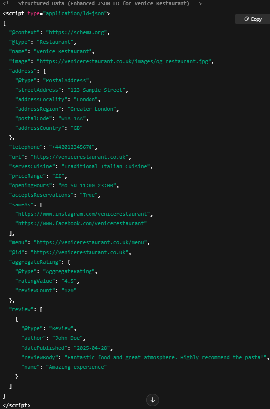 putting "JSON-LD structured data" into custom head code · Logiaweb