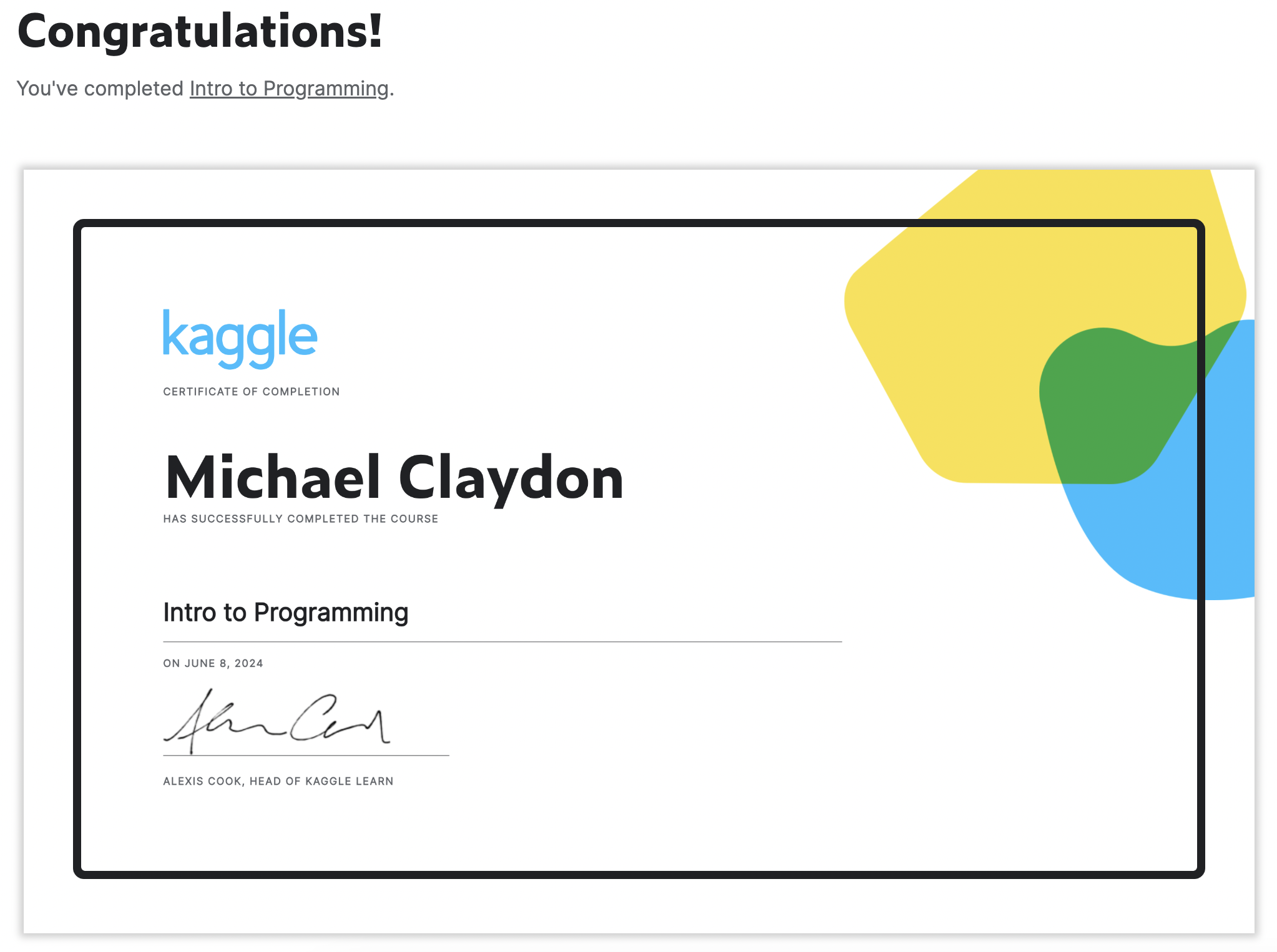 Finished my First Course · Data Alchemy