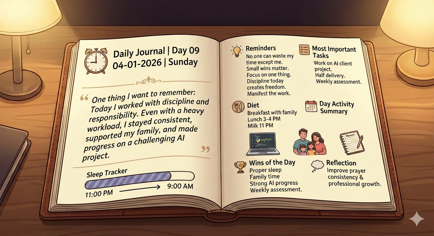 Daily Journal| Day 09 | 04-01-2026 | Sunday · Make $1k-$10k in 30 days