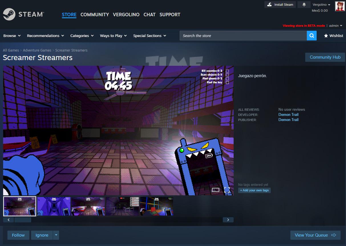 Screamer Streamers Wishlist coming soon · UETC.mx - Echo GameDev Club