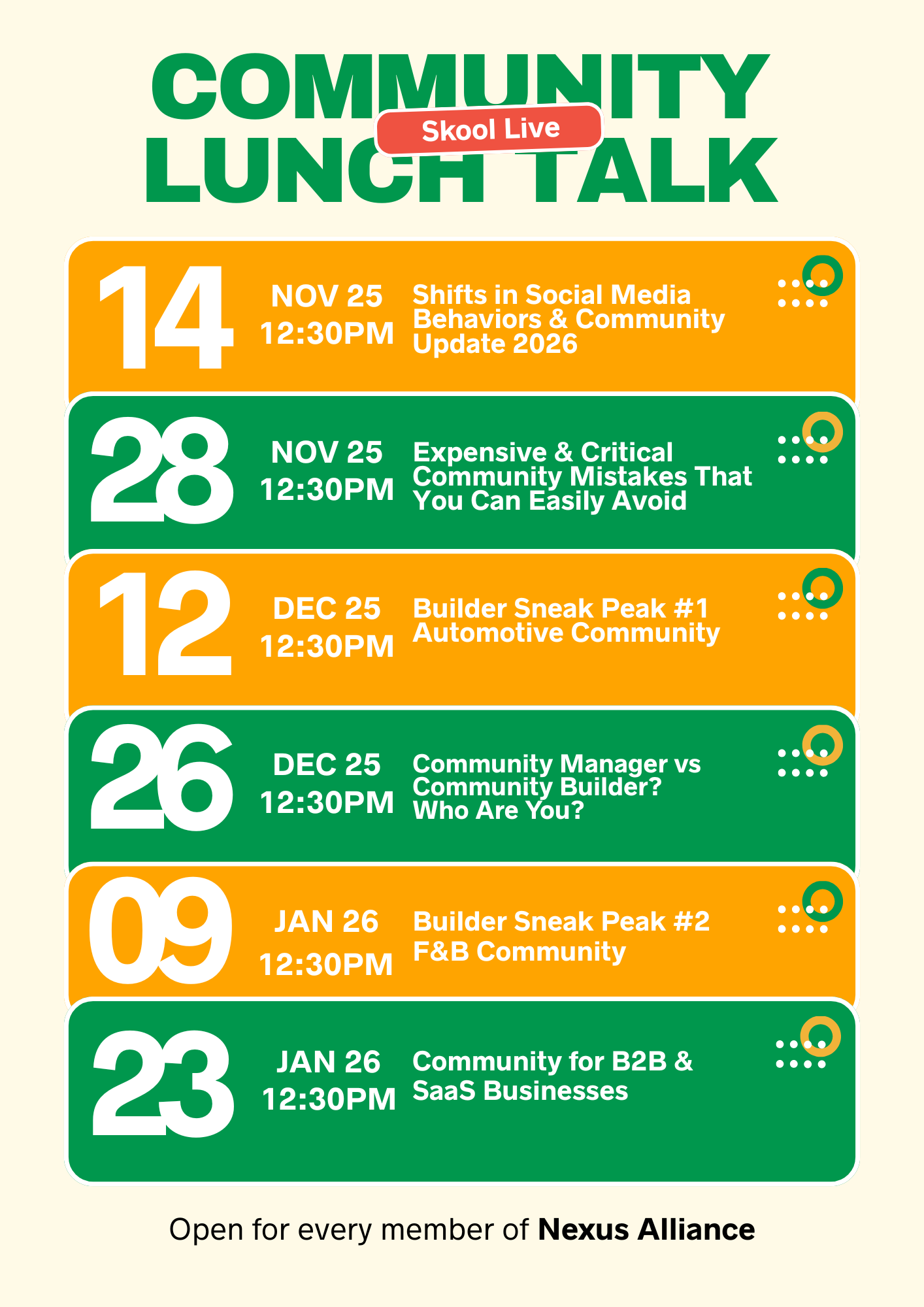 Community Lunch Talk - 2 Tuần / Lần · NEXUS ALLIANCE