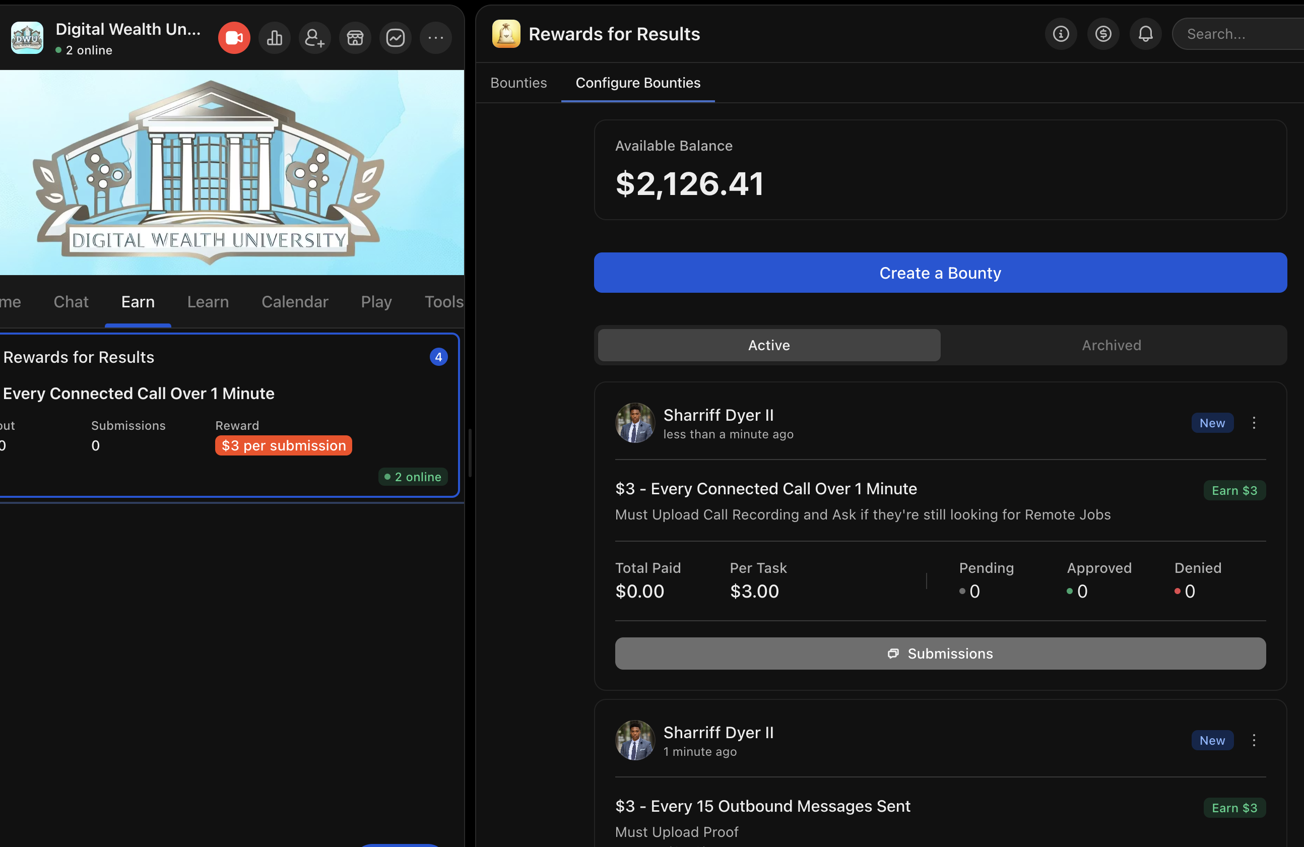 $2,126 In Available Money (Bounties)!!! · Wealth University