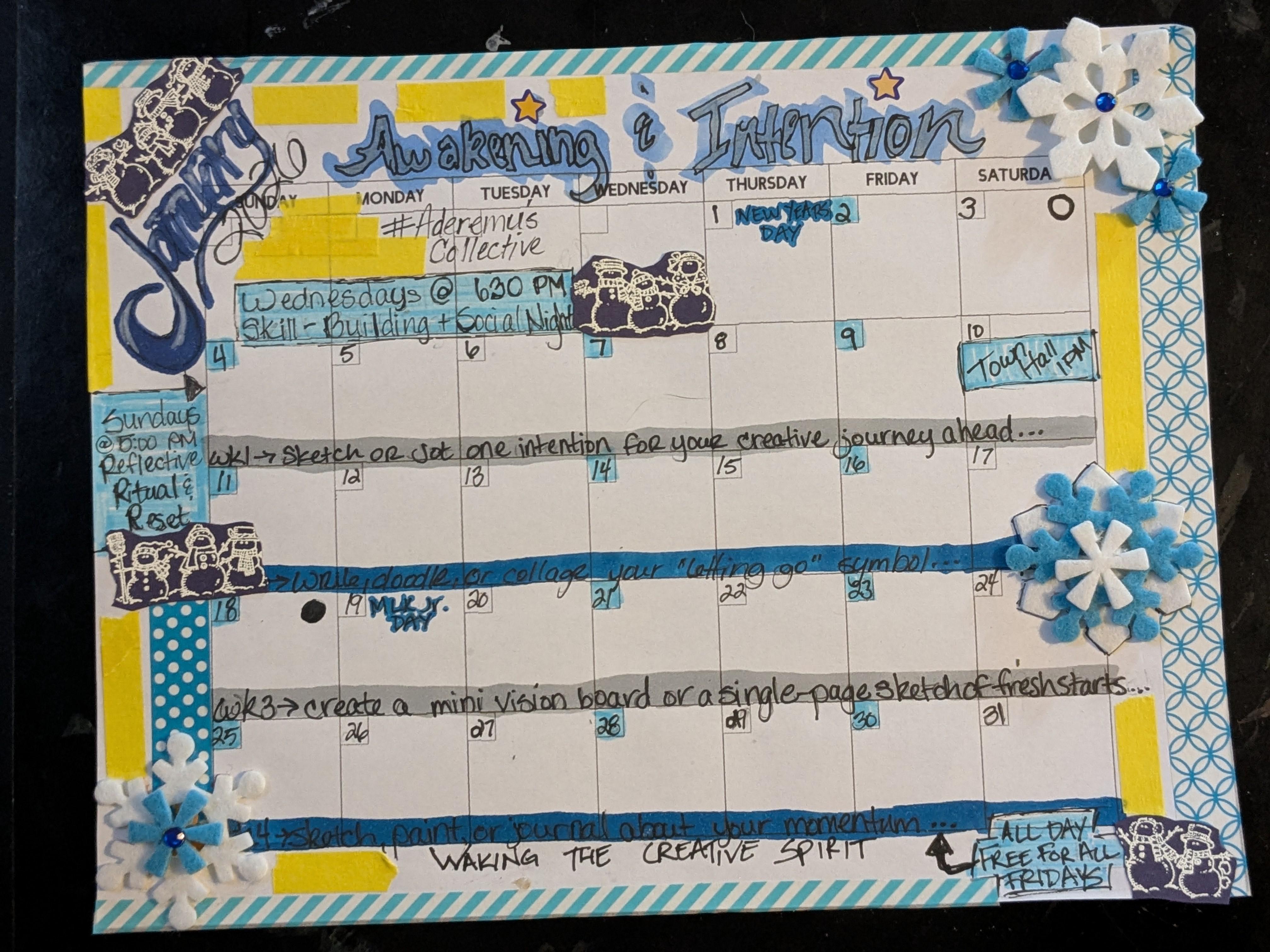 Januarys Creative Cafe Calendar · Aderemu's Collective