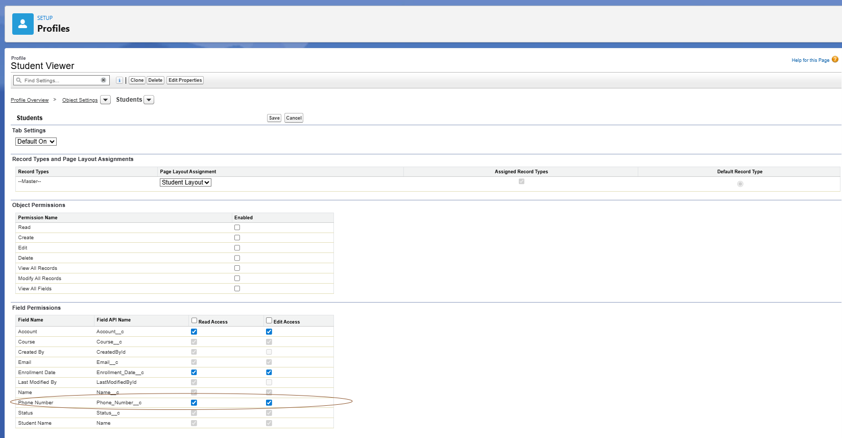 Student Phone Number Field Permission Issue · Pathway To Salesforce (PTS)