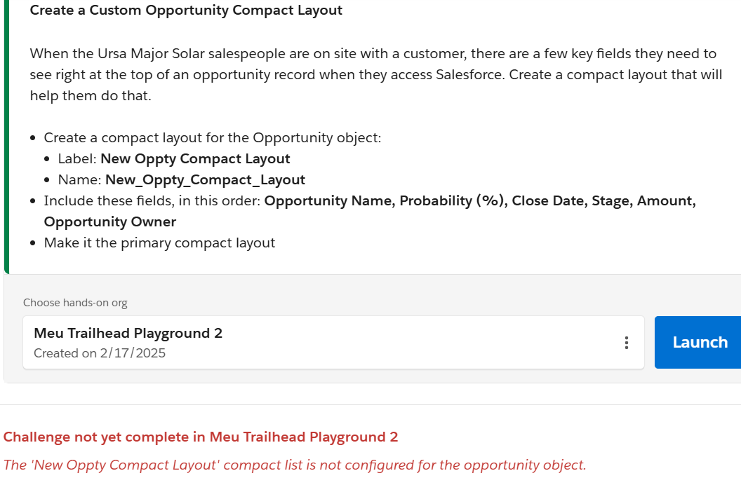 Opportunity Object Compact layout · Pathway To Salesforce (PTS)