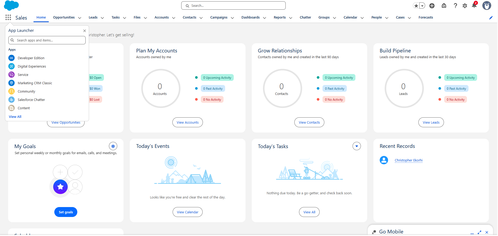 Just Set Up My Dev Org · Pathway To Salesforce (PTS)