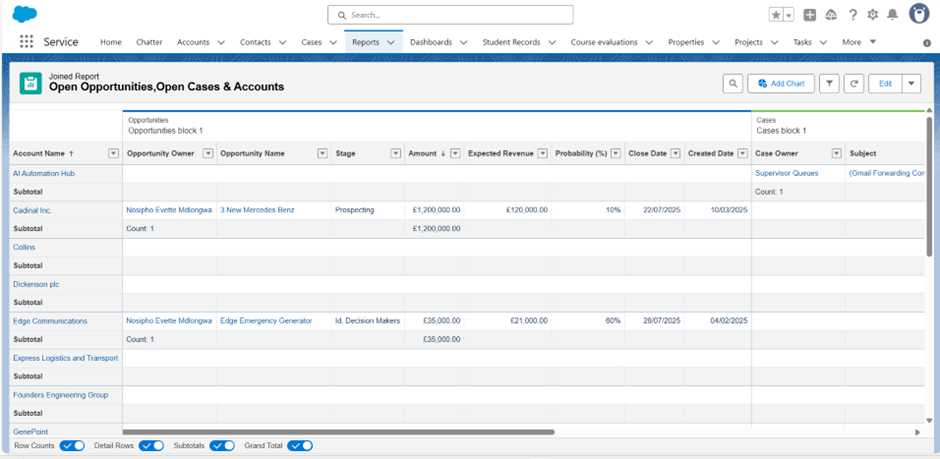 A Joined Report In Salesforce · Pathway To Salesforce Pts