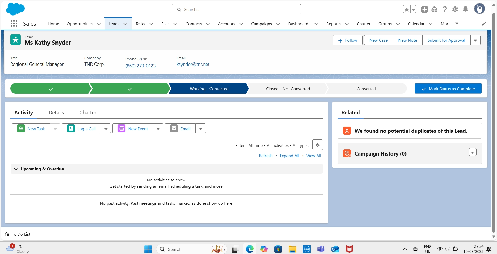 Converting A Lead In Salesforce · Pathway To Salesforce Pts