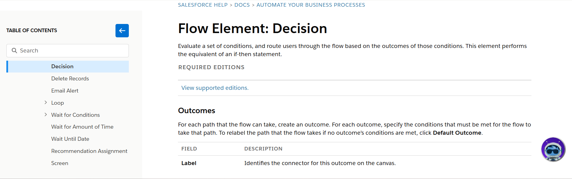 Flow Element: Decision · Pathway To Salesforce (PTS)