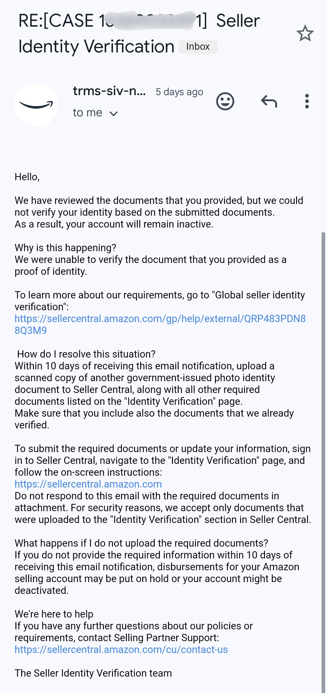 Amazon Identity verification failed 💔 · Amazon FBA Empires FREE