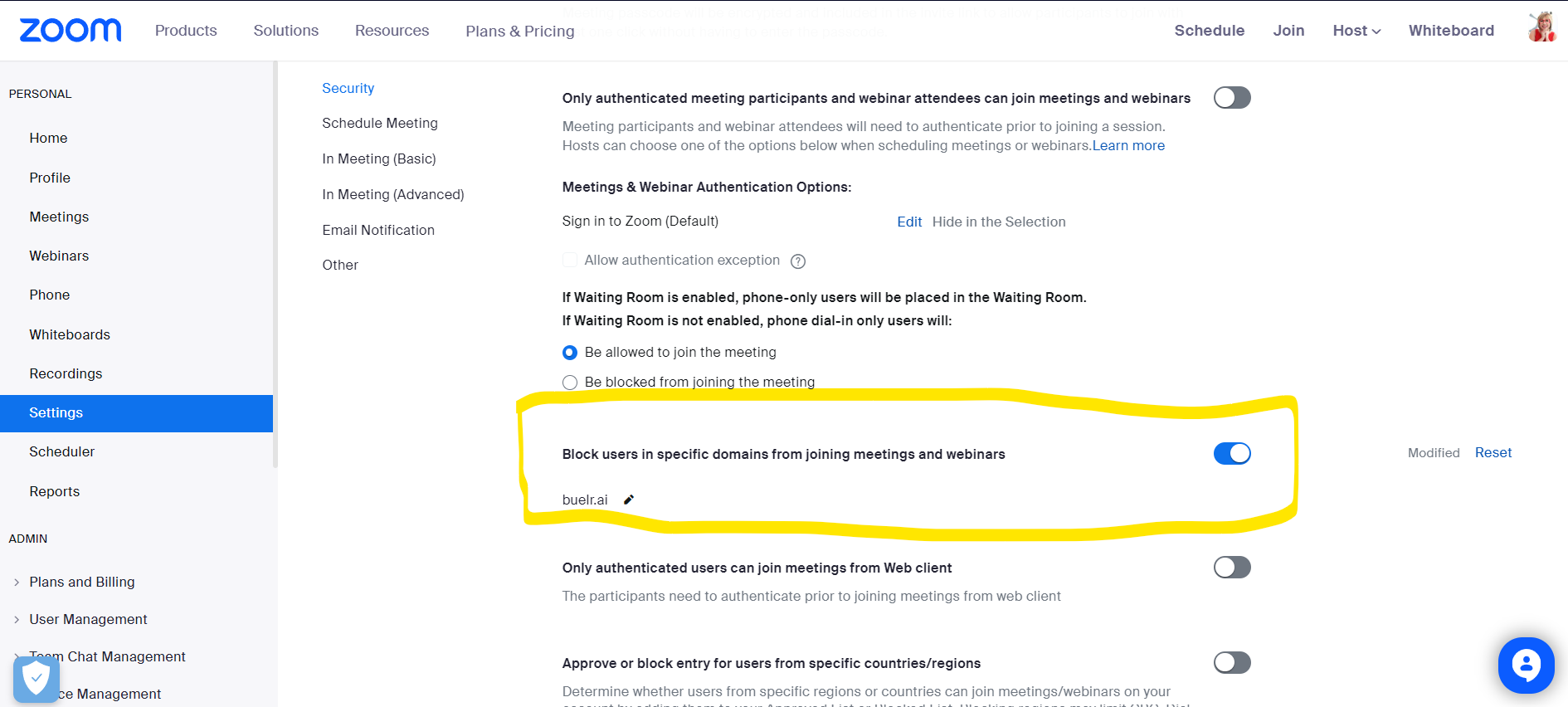 BLOCKING DOMAINS FROM JOINING ZOOM MEETINGS & WEBINARS · AI Authority ...