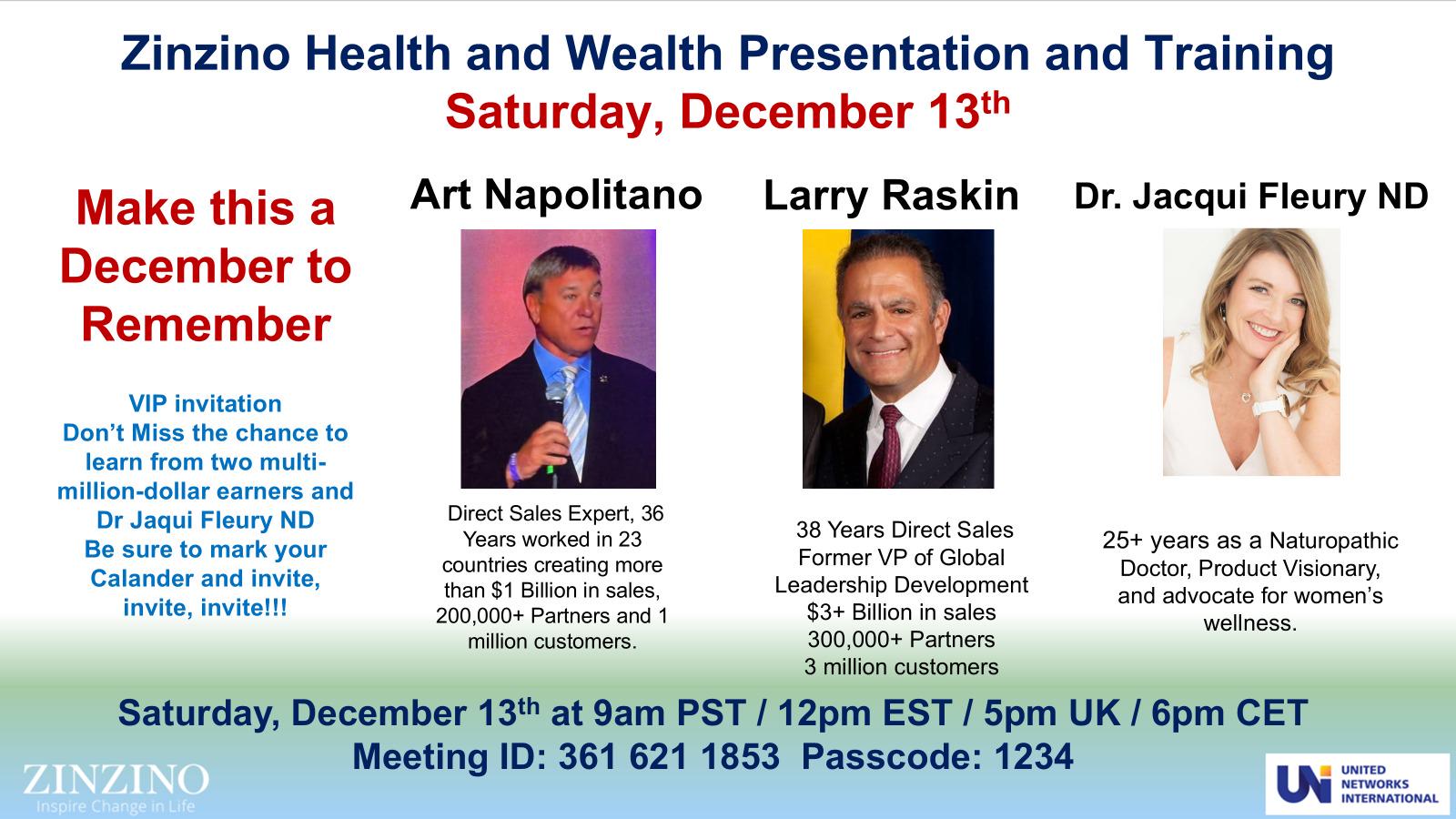 Super Sat Dec 13th - President Art Napolitano, Ambassador Larry Raskin ...