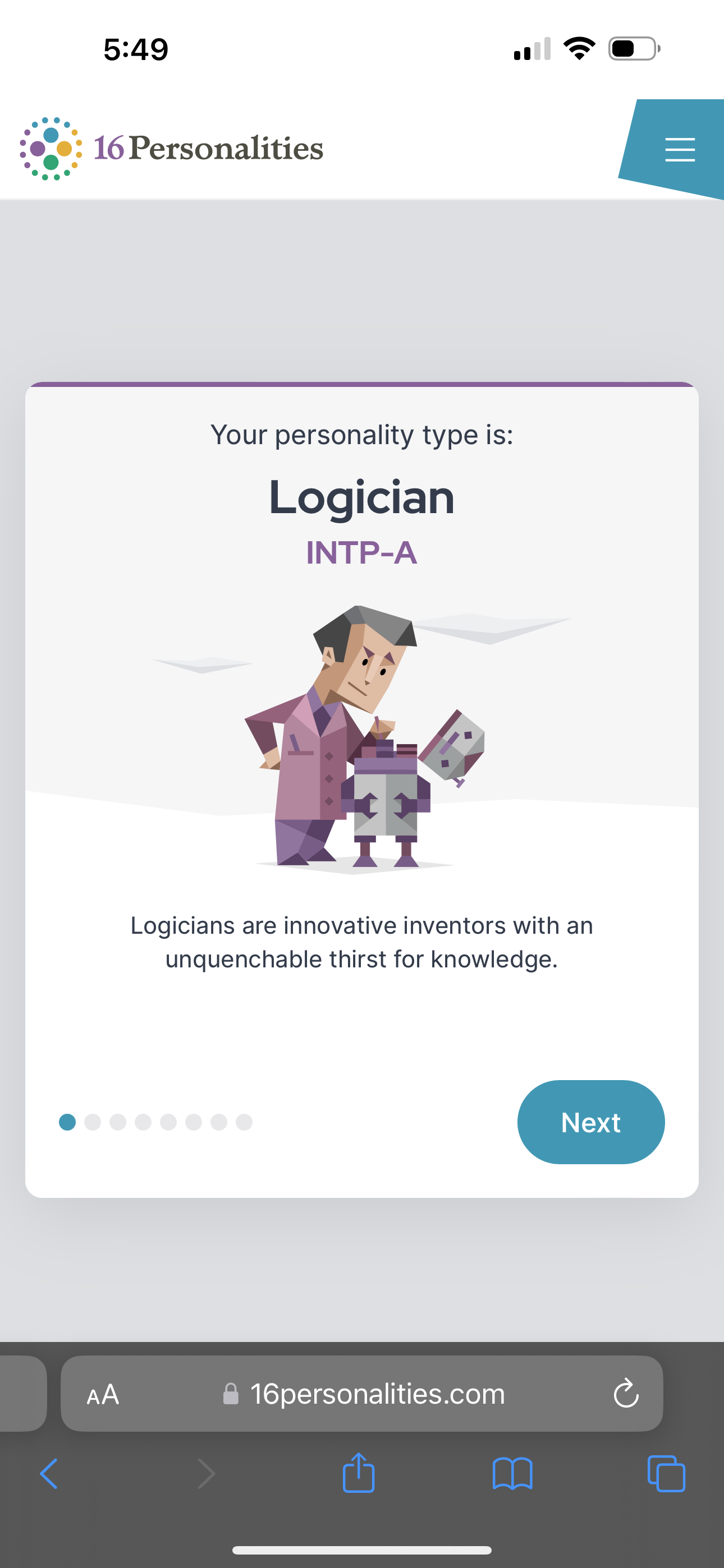 My personality test · Applied Knowledge