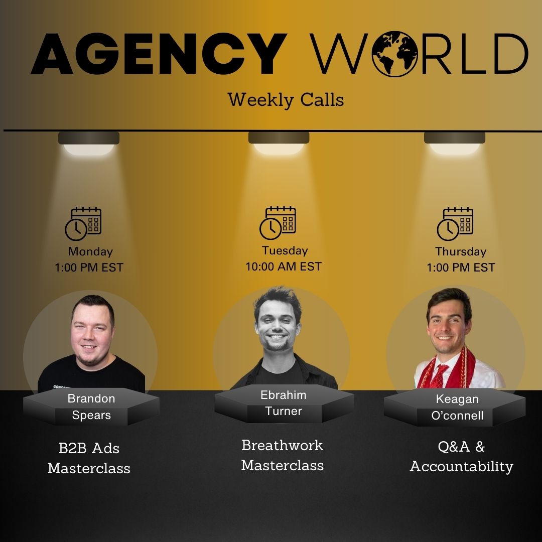 Weekly Call schedule ! Mark your calendars ! · Agency World
