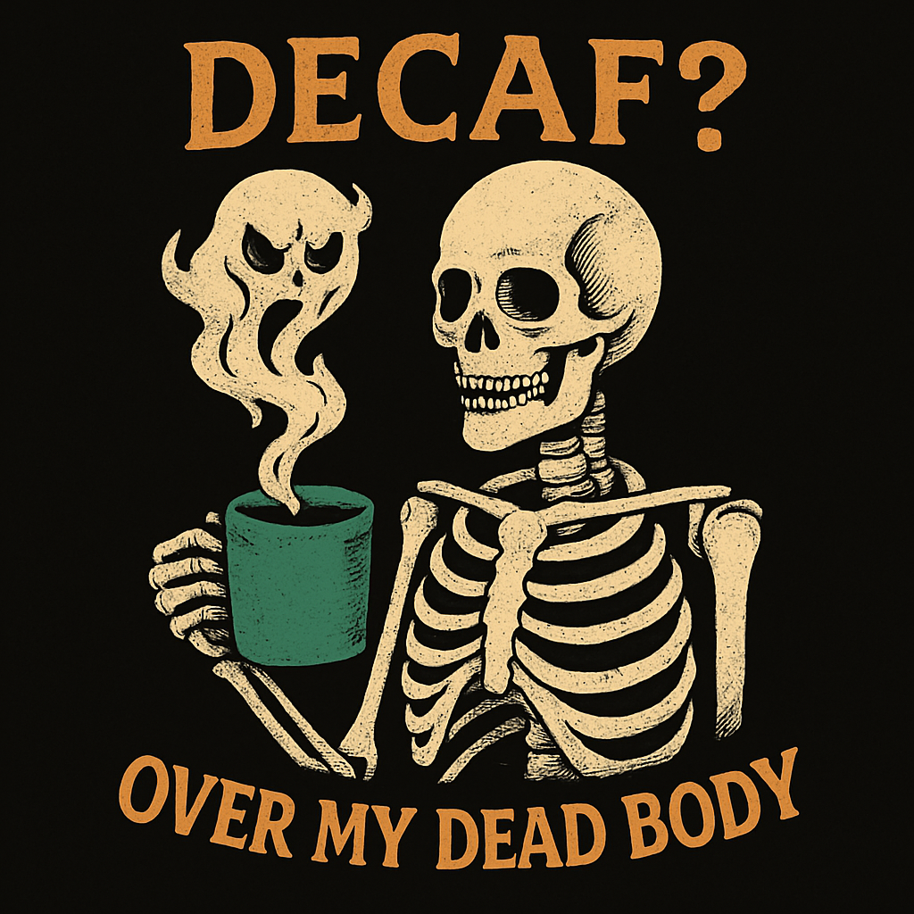 Decaf? Over my dead body - Mystic POD Prompt Library · Mystic POD