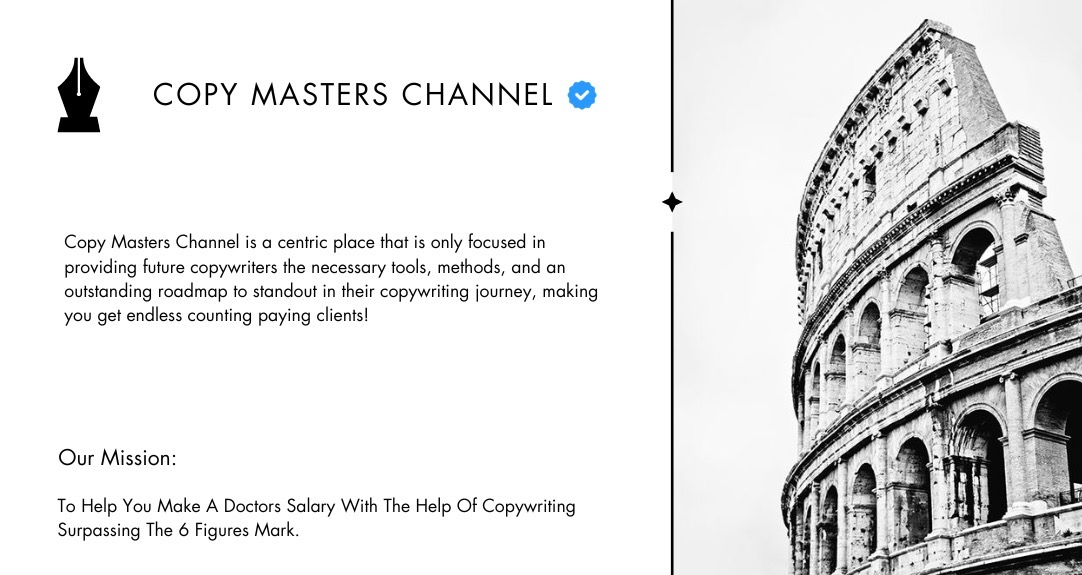 Welcome · Copy Masters Channel