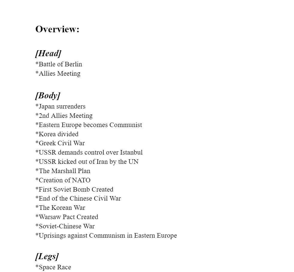 Overview of the script for my Cold War (Part 1) video · Ballistic Animators
