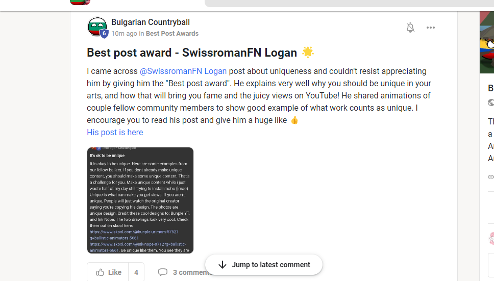 I just won the best post award!! · Ballistic Animators