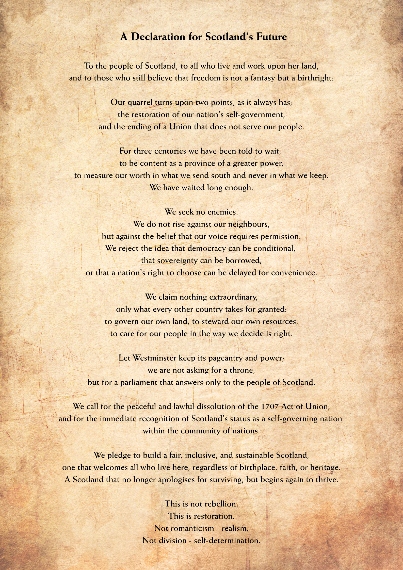 A Declaration For Scotlands Future · Scottish Indy Exchange