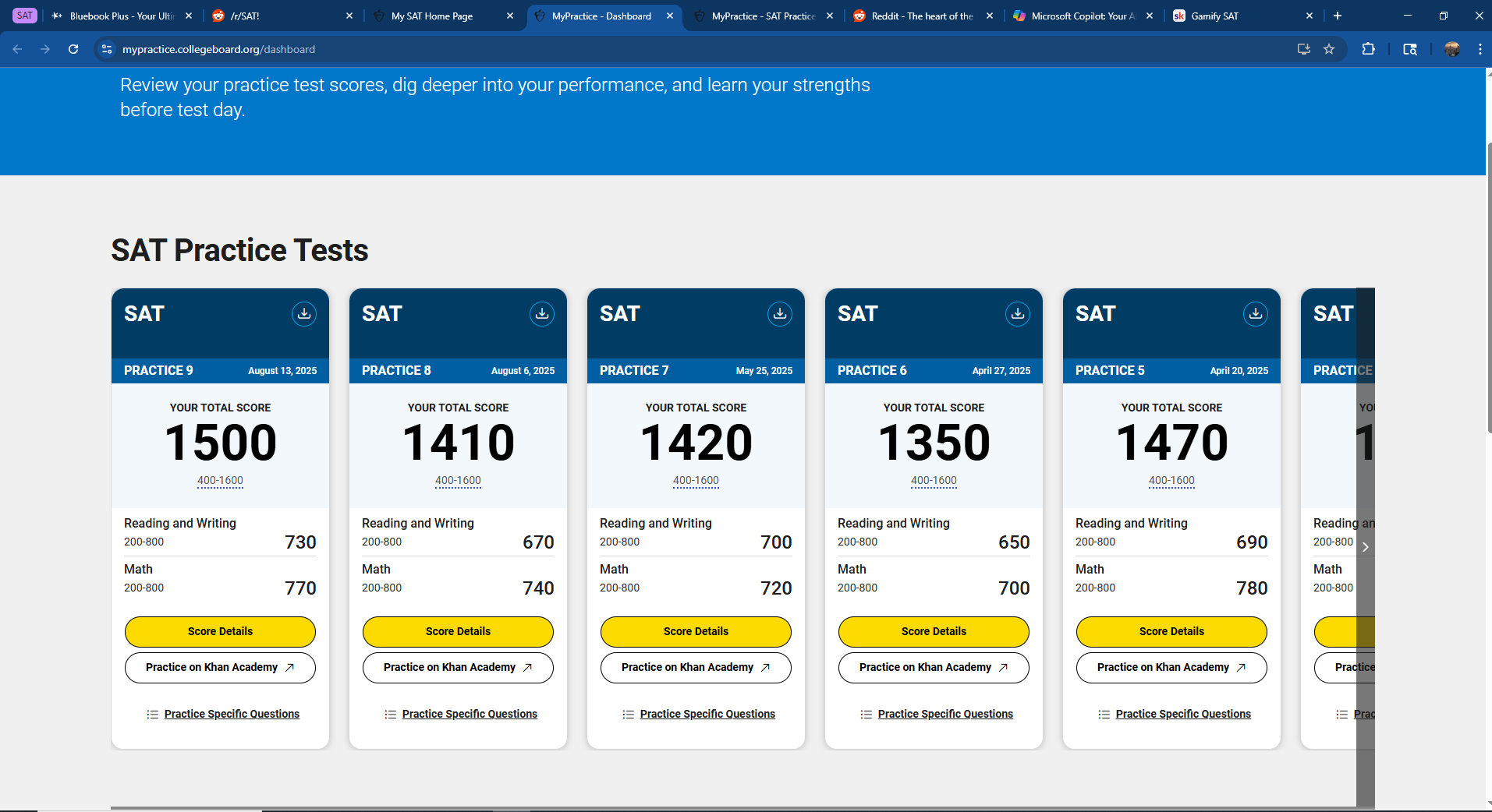 Finally broke 1500 · Gamify SAT