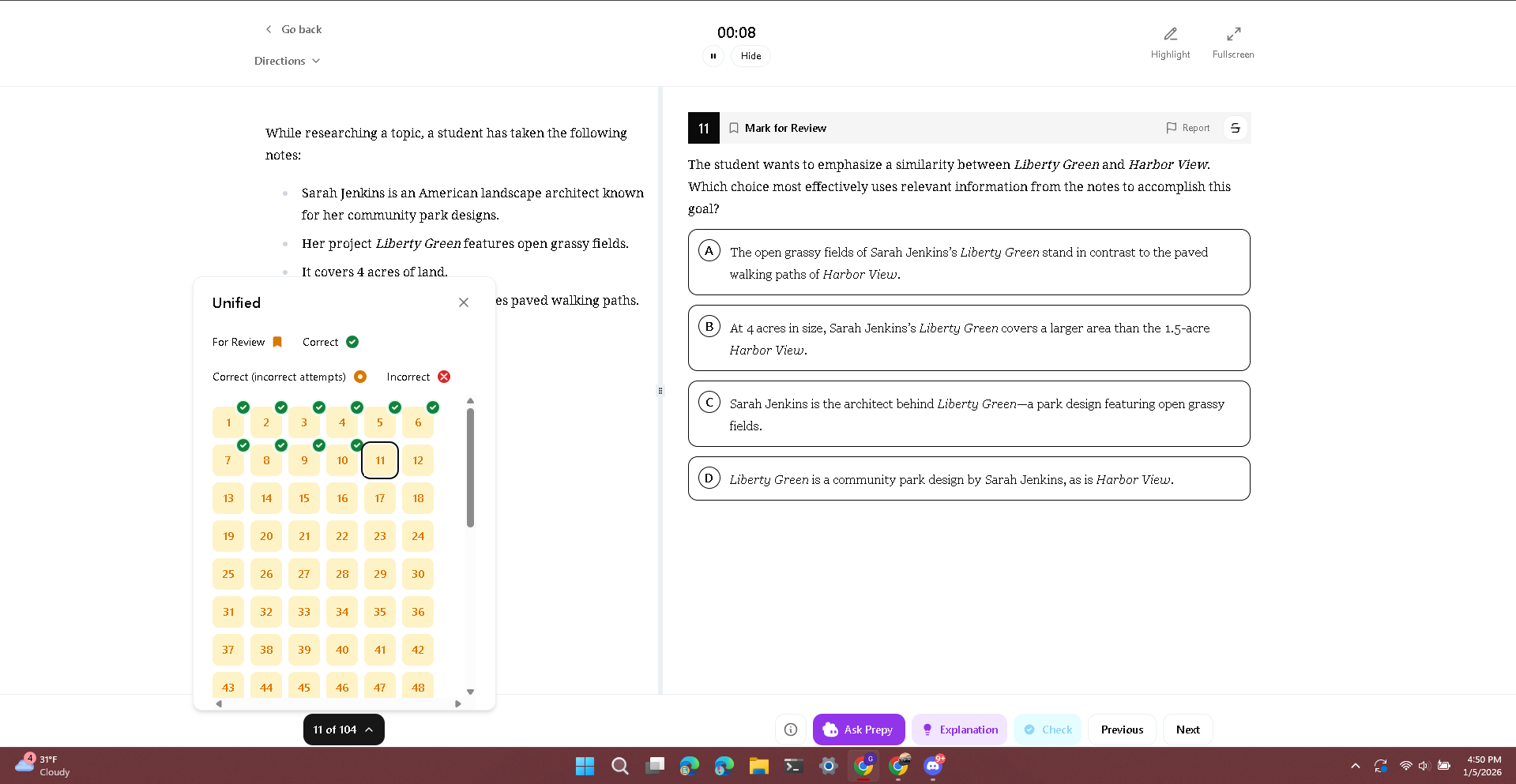 Daily Challenge: 01/05/26 · Gamify SAT