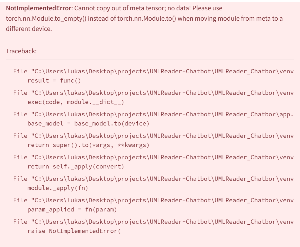 Cannot copy out of meta tensor; no data! error · AI Developer Accelerator