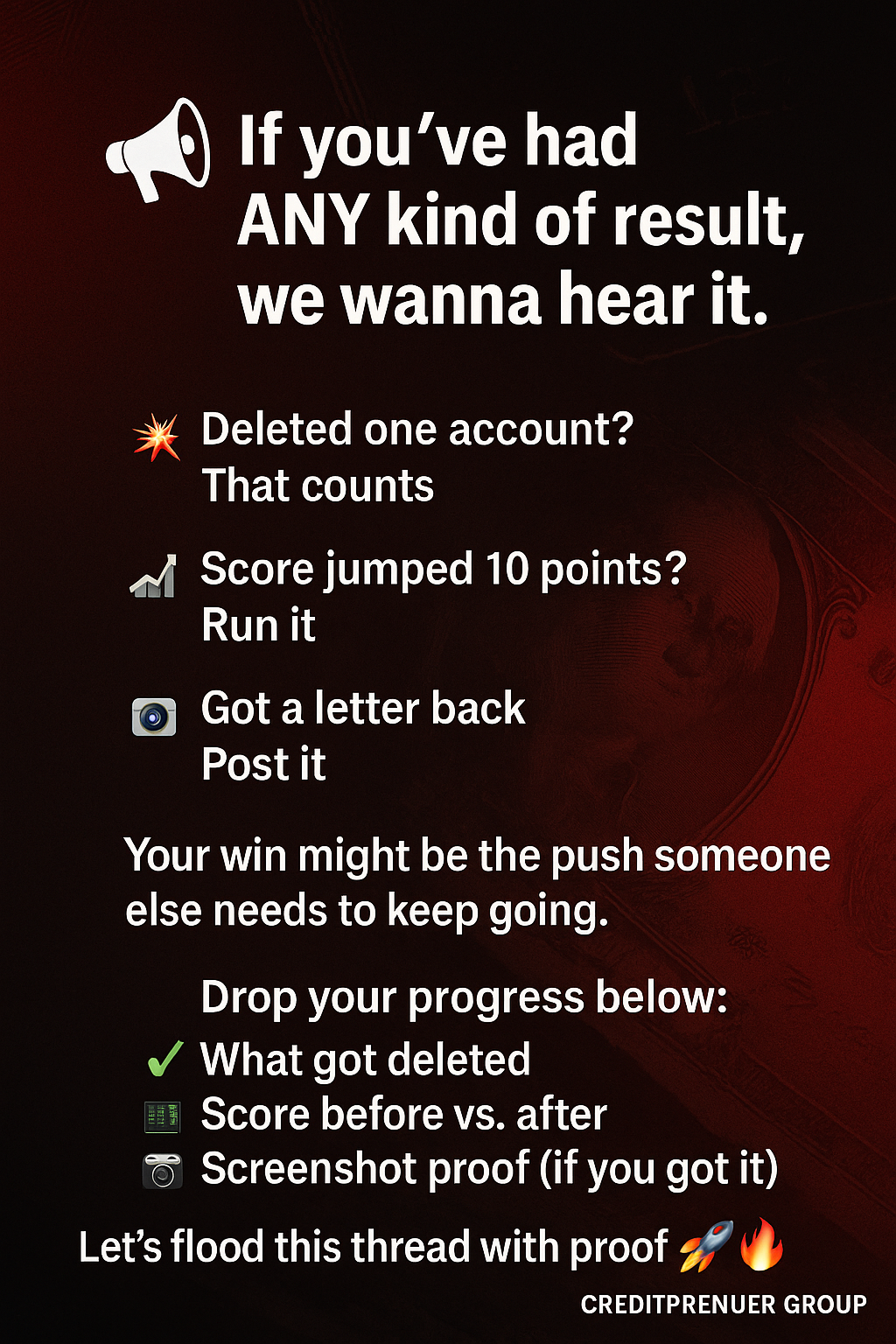 📢 Proof Over Promises: Show Us Your Progress · (Free)The Creditprenuer ...