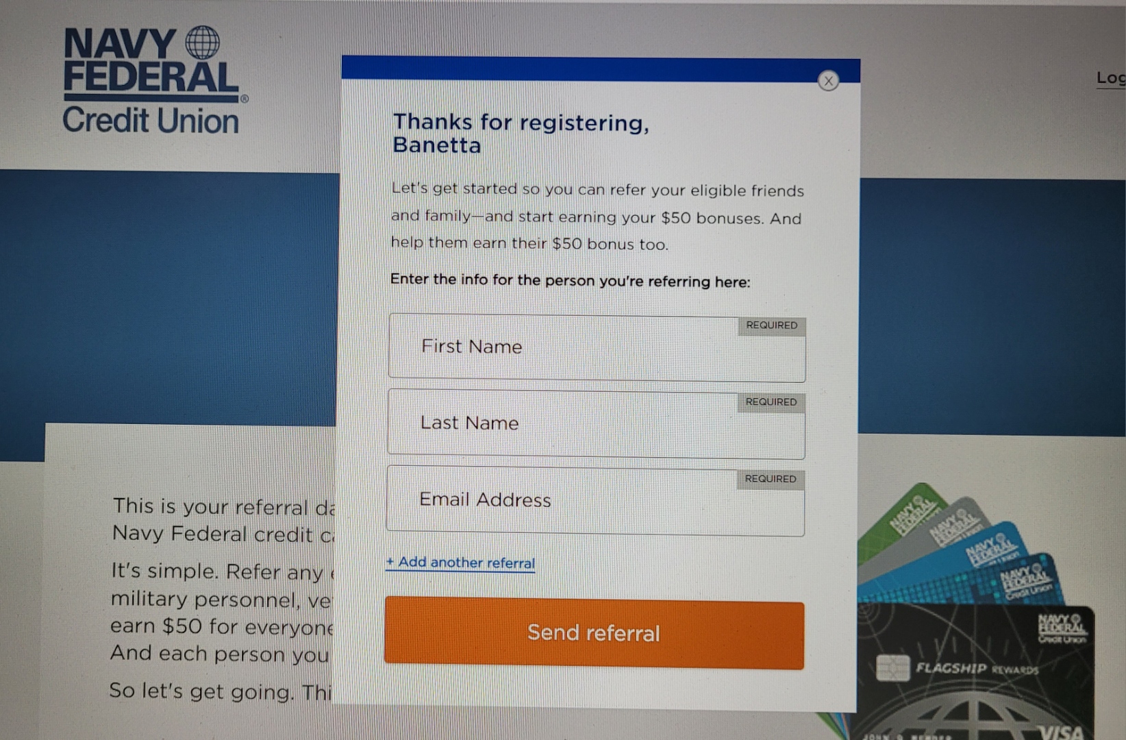 NFCU is Allowing us to Refer a "Friend" for their Credit Cards! # ...