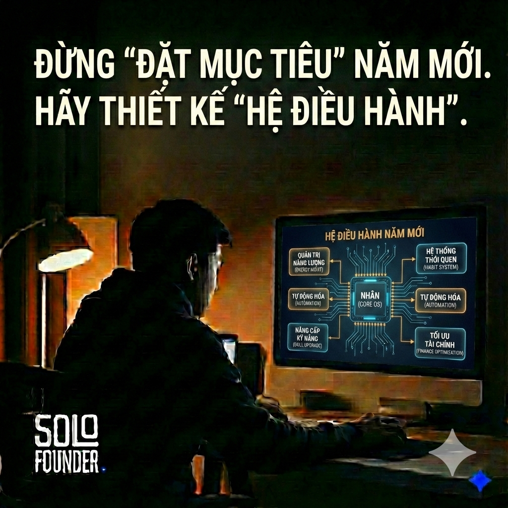 ĐỪNG “ĐẶT MỤC TIÊU” NĂM MỚI. HÃY THIẾT KẾ “HỆ ĐIỀU HÀNH”. · Solo Founder