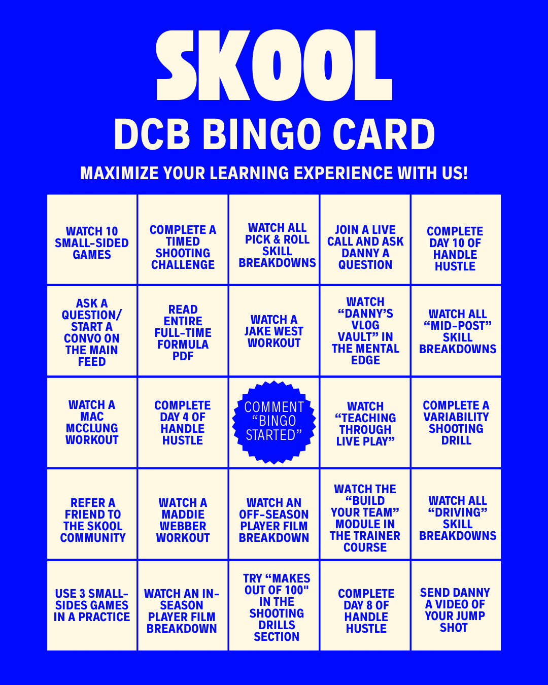 DCB Bingo Challenge · Danny Cooper Basketball