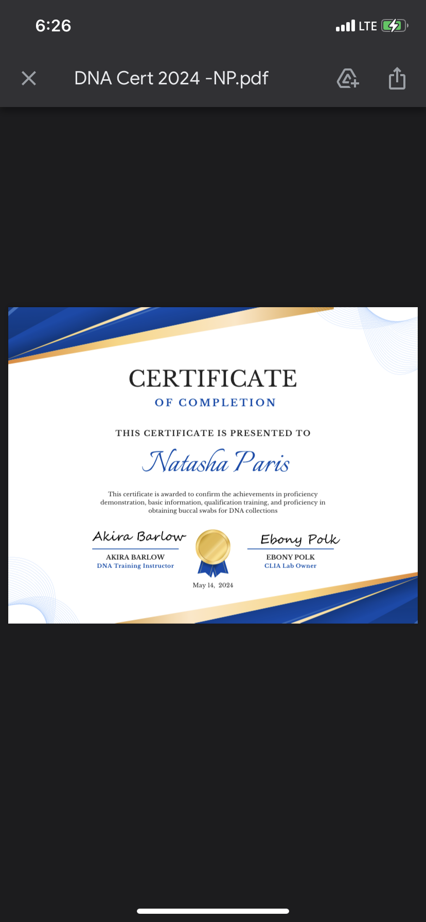 DNA Training Done · The Phlebotomy Gems Group