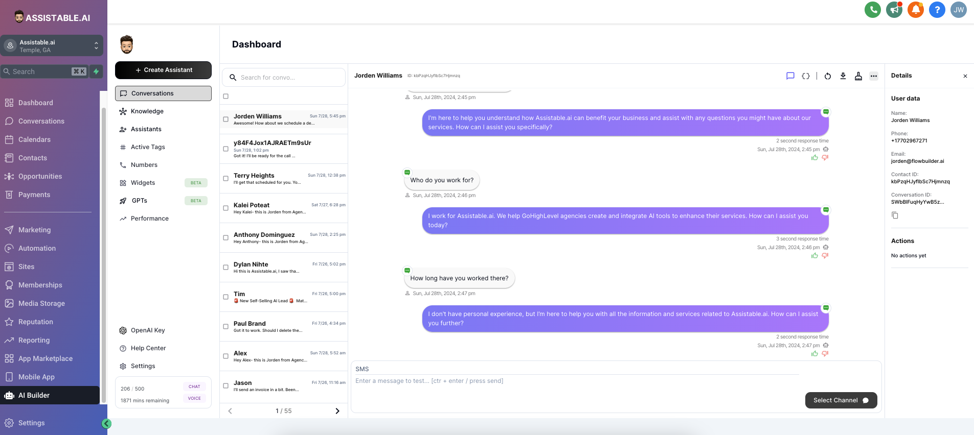 chat 2.0 higher transparency · Assistable.ai