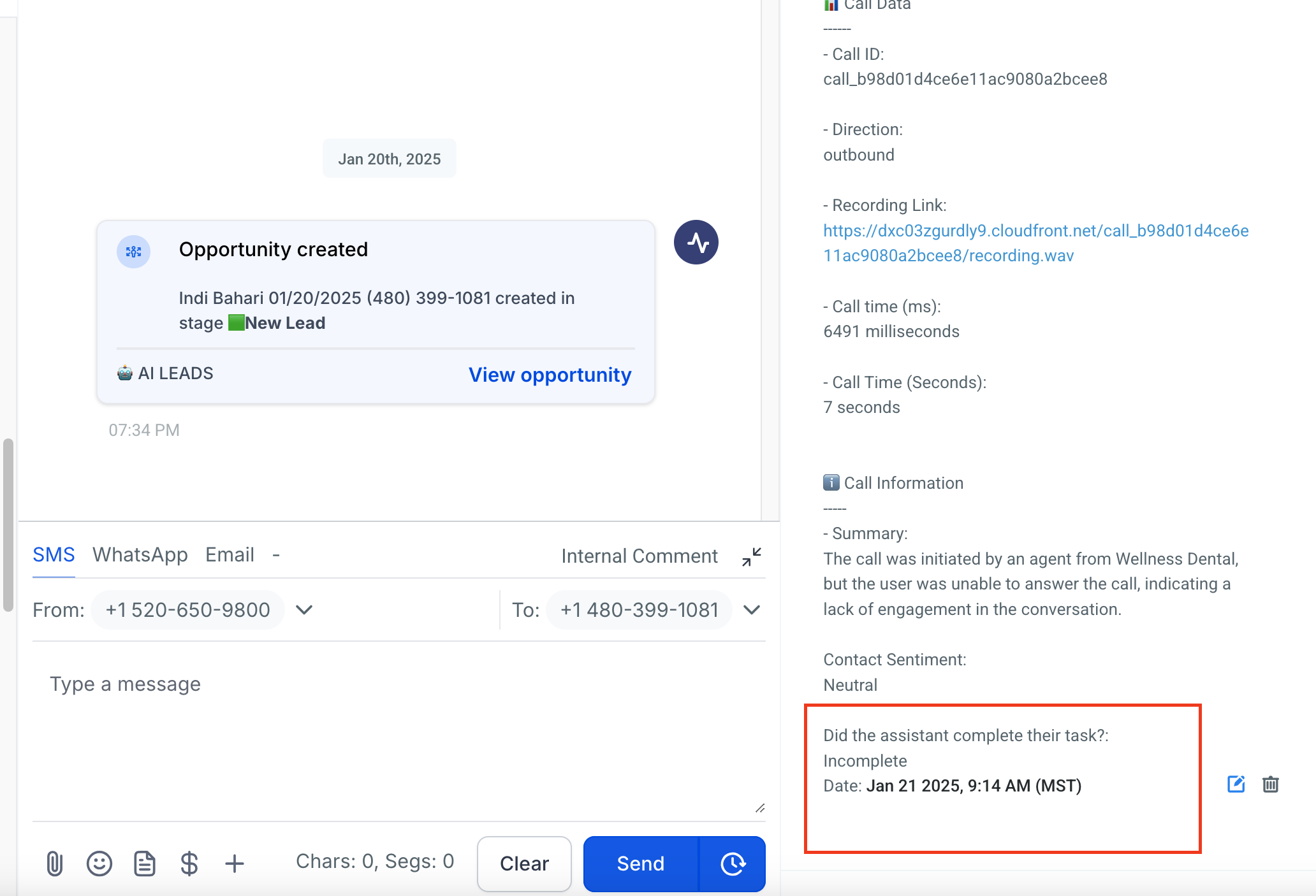 Call status doesn't update quick enough causing some issues. · Assistable.ai