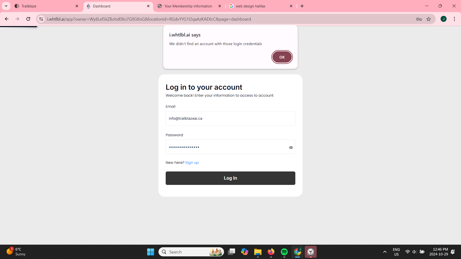 Login issue · Assistable.ai