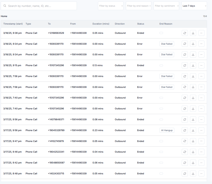 Errors on ai voice bot · Assistable.ai