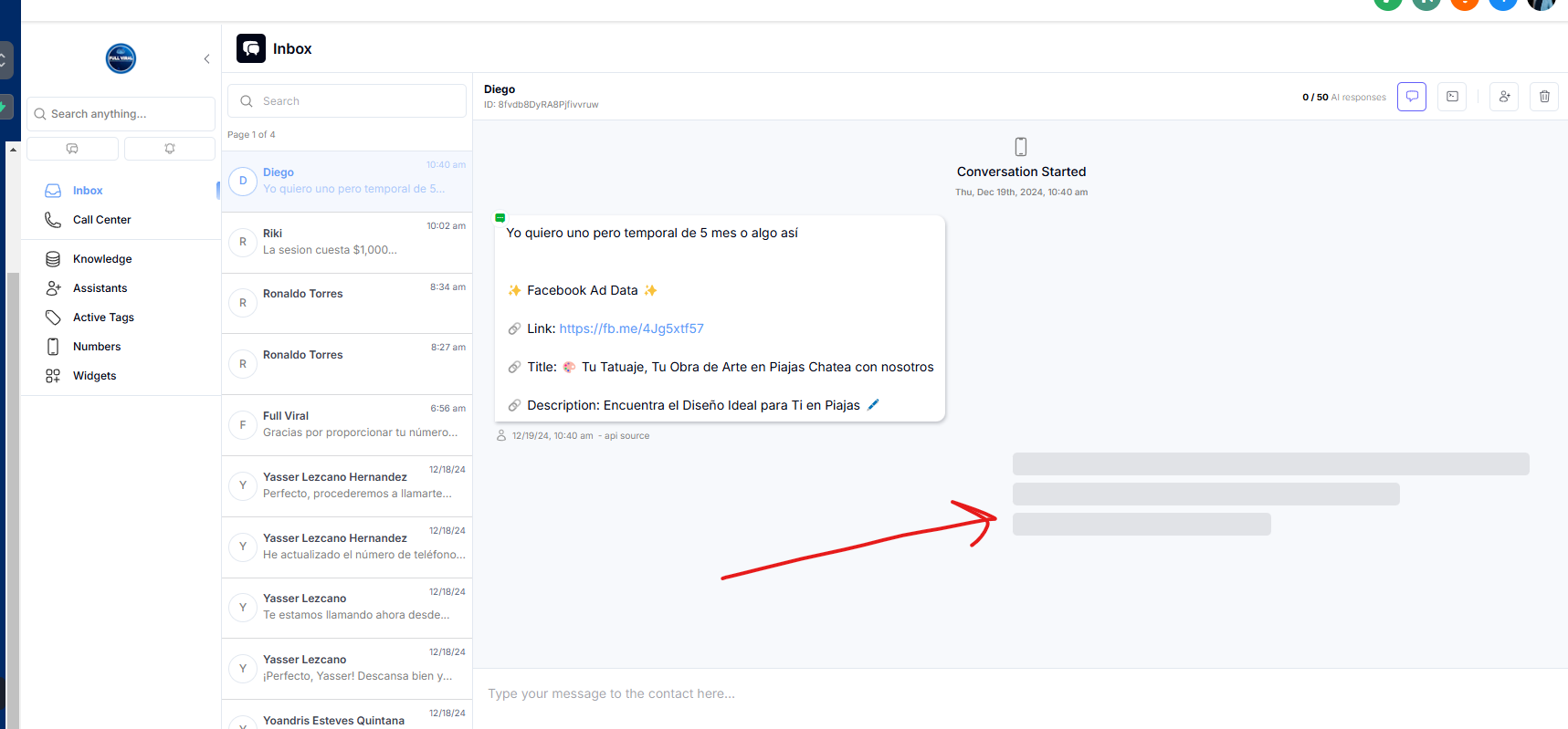 The chat is not working · Assistable.ai