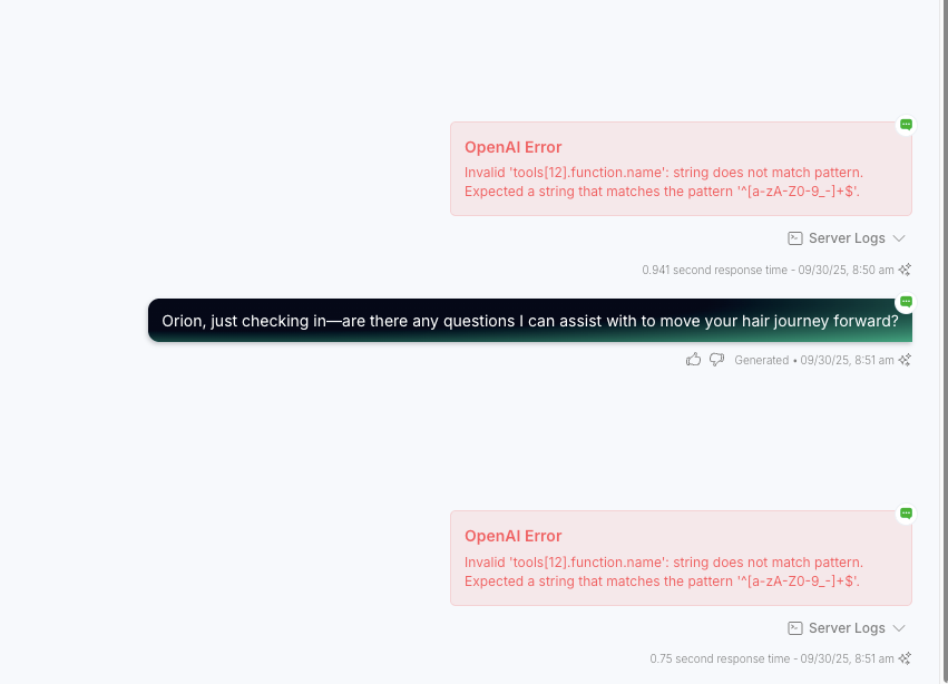 OPEN AI Error? (Updated - resolved) · Assistable.ai