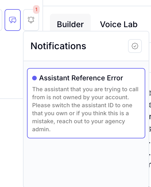 Error Message for Voice · Assistable.ai
