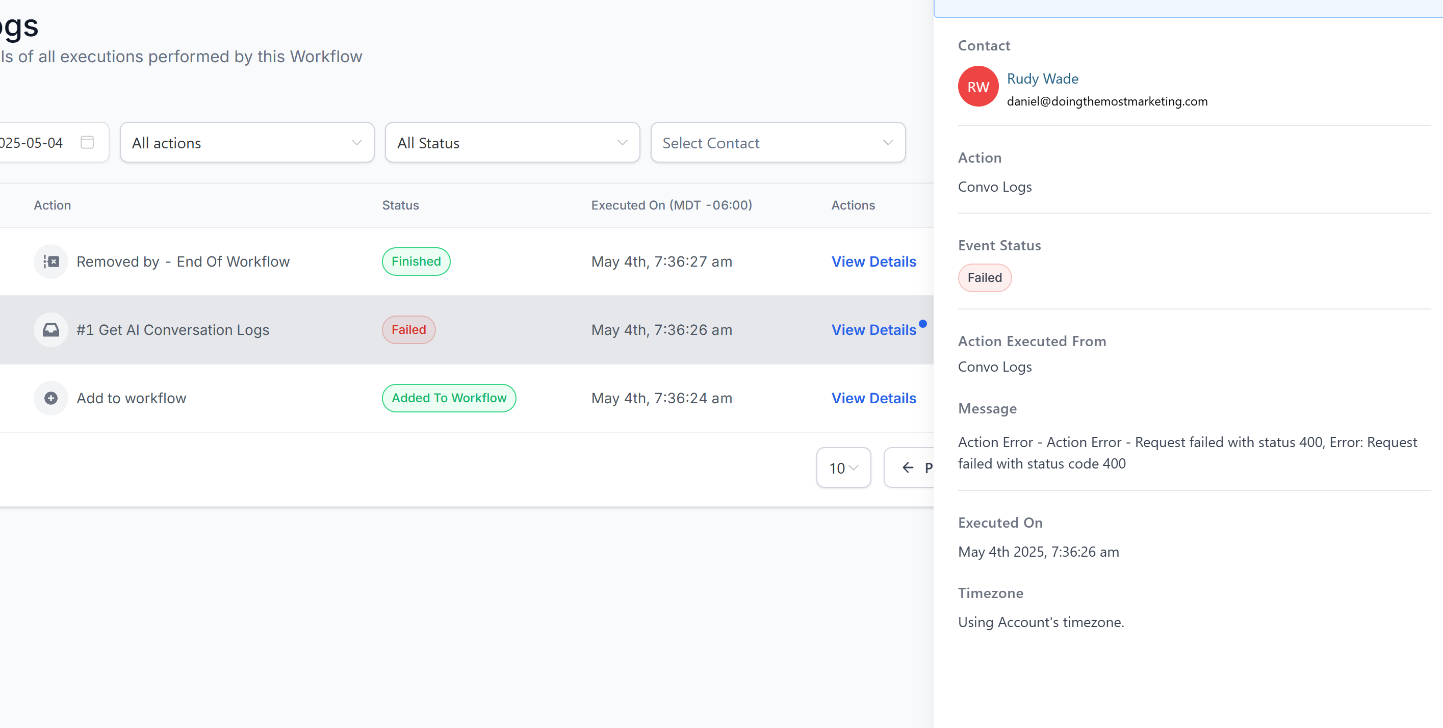 Get AI Conversation Logs - Broken. Easy patch? · Assistable.ai