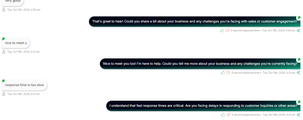 response time == TOO SLOW · Assistable.ai