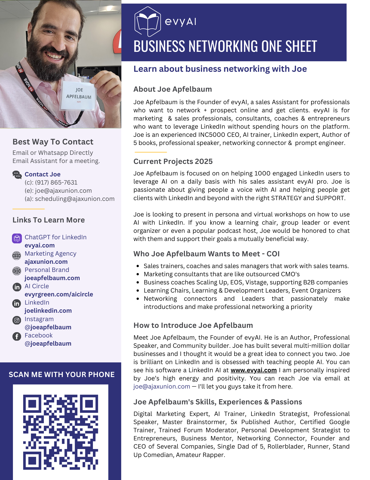 Post Your Business Networking One Sheet · AI for LinkedIn - evyAI.com