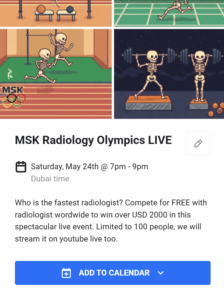 MSK Radiology Olympics 2025 - win $2,000! *Homepage LIVE* · MSK Radiology