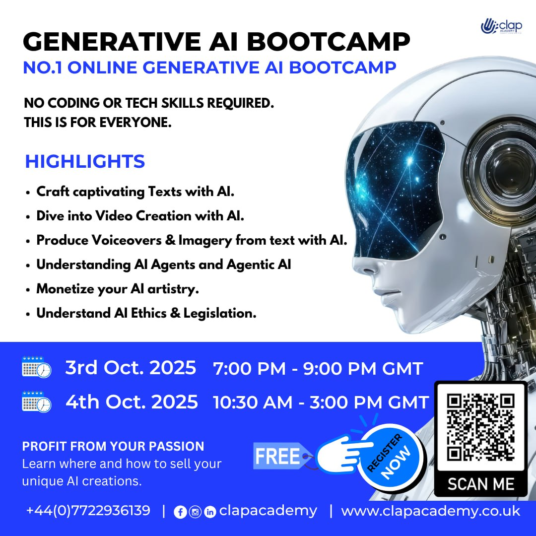 FREE GENERATIVE AI TRAINING- NO.1 GEN AI BOOTCAMP · Clap Academy ...